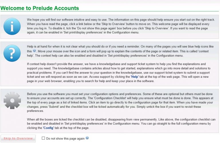 Accounts Overview - Prelude Software Help