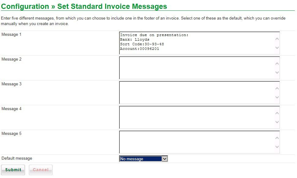 Set Standard Invoice Messages – Prelude Software Help