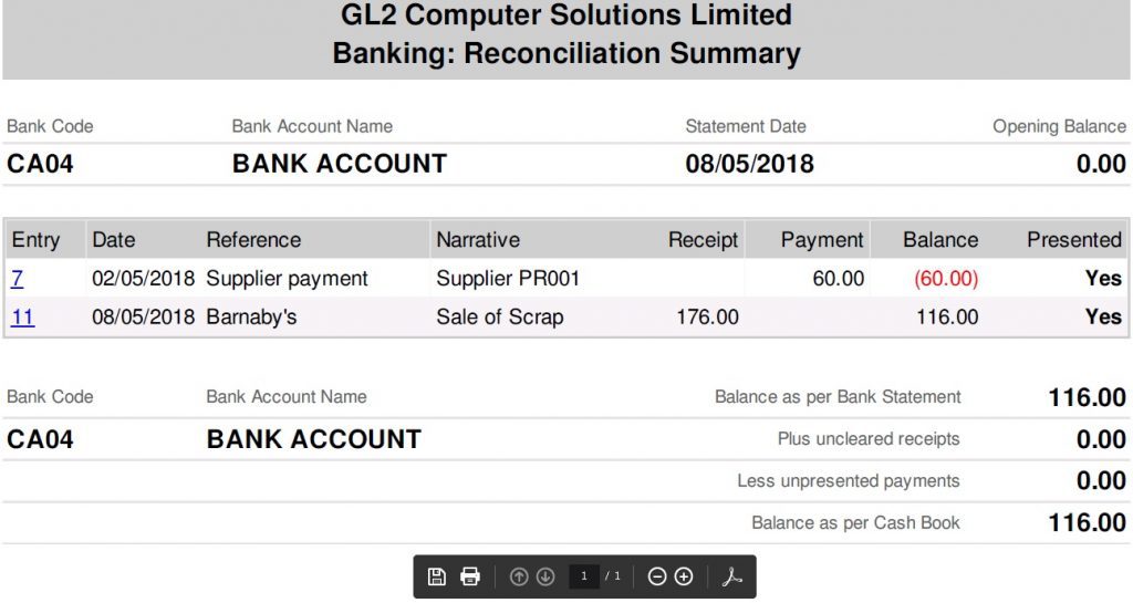 Bank Reconciliation – Prelude Software Help