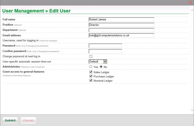 User Management - Prelude Software Help