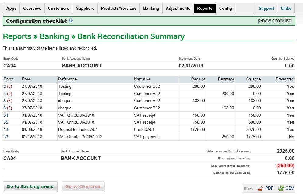 Bank Reconciliation – Prelude Software Help