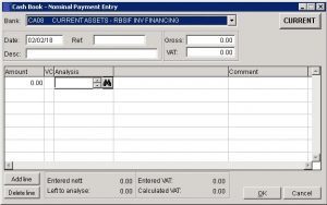 Cash Book - Post Nominal Payments - Prelude Software Help
