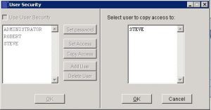 View Menu - User Security - Prelude Software Help