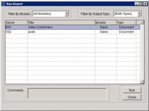 Reporter - Run Report - Prelude Software Help