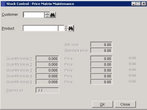 Stock - Matrix Maintenance - Prelude Software Help