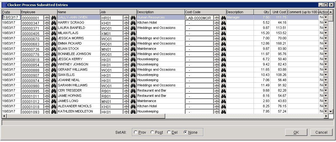 DClocker - Process Submitted Entries - Prelude Software Help