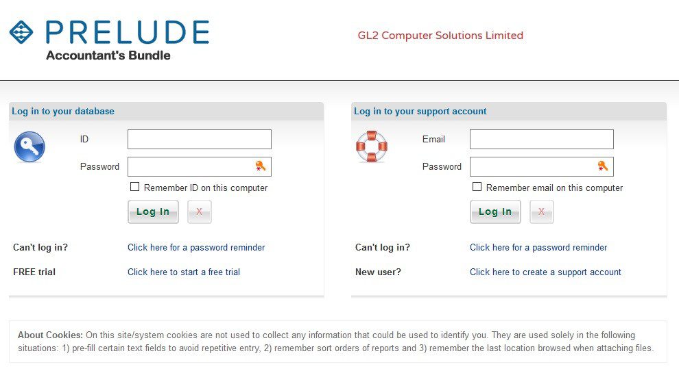 Logging In – Prelude Software Help