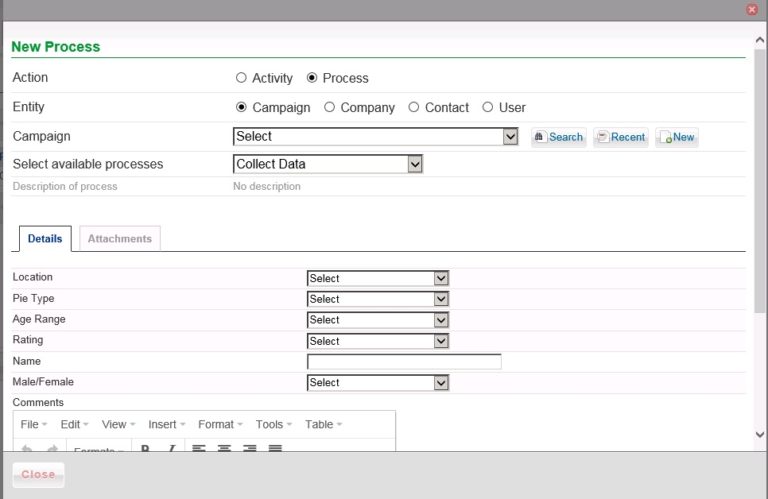 Processes - New - Prelude Software Help